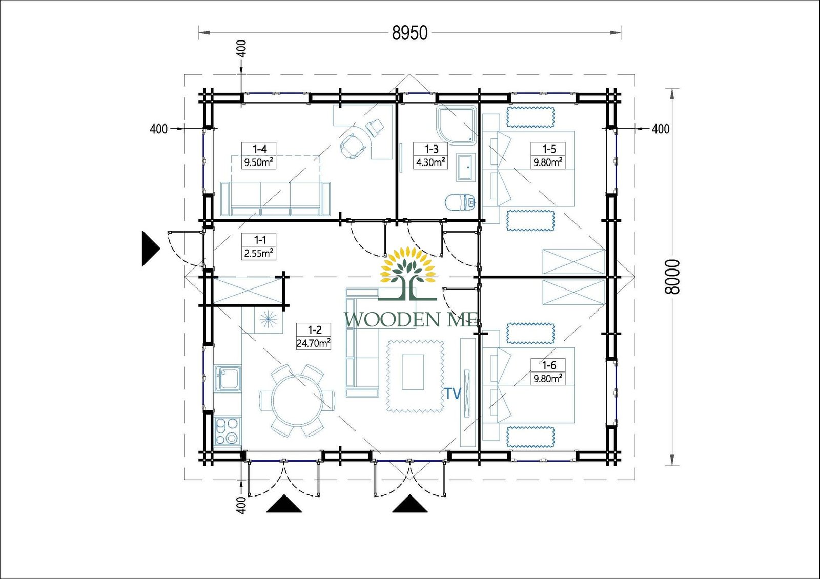 Wooden House Alice – 72 m² Spacious Family Cabin