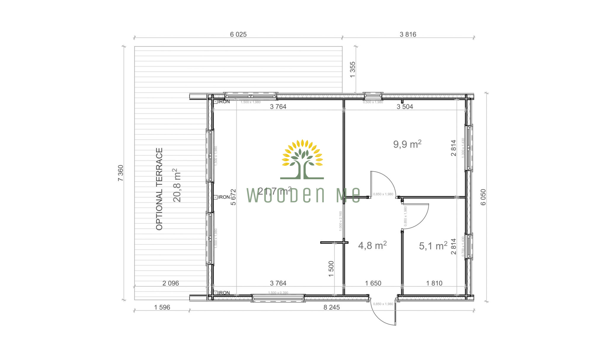 Insulated tiny house Aurea 5.96×7.60 m – 5 Rooms + Loft